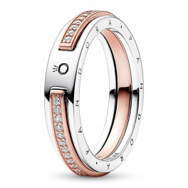 Pandora kenmerkend tweekleurig logo en Pavé-ring 182773C01 - Sabina