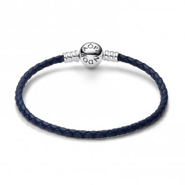 Pandora Moments Blue Braided Leather Bracelet with Round Clasp ...